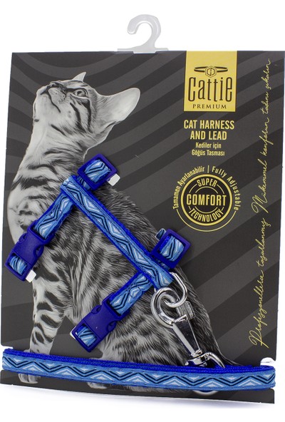Cattie Özel Desenli Dokumadan El Yapımı Kedi Göğüs & Gezdirme Takımı