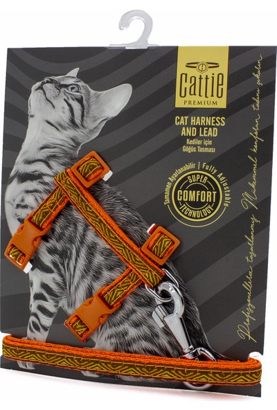 Cattie Özel Desenli Dokumadan El Yapımı Kedi Göğüs & Gezdirme Takımı