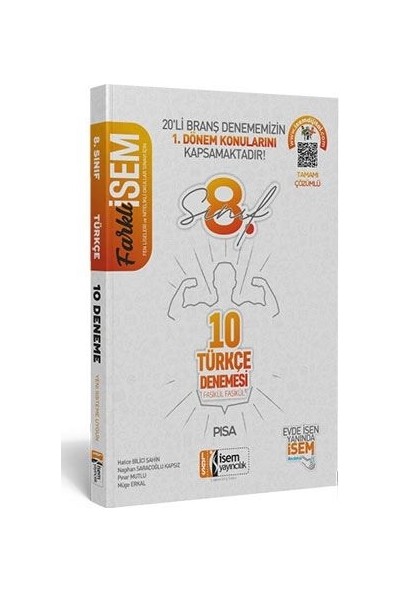 Isem Yayıncılık Isem 2020 LGS Farklı Isem 8.Sınıf 1.dönem Türkçe 10 Branş Deneme