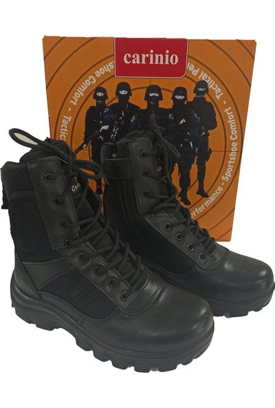 Carinio Fermuarlı Asker Botu Siyah