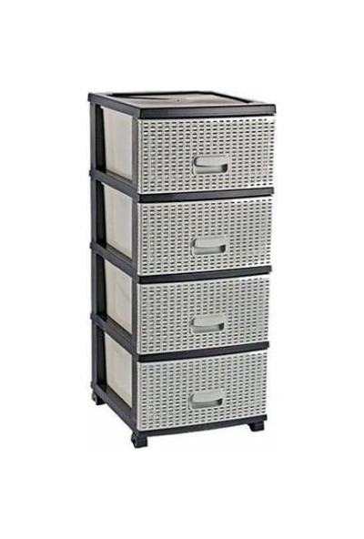 Alkansan 4 Katlı 4 Çekmeceli Plastik Komidin Sebzelik