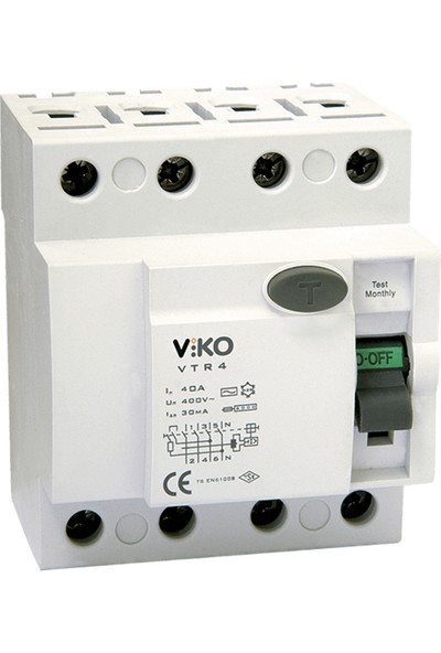 Viko Dört Kutuplu 63 Amper 30MA Kaçak Akım Rölesi Viko Dört Kutuplu 63 Amper 30MA Kaçak Akım Rölesi
