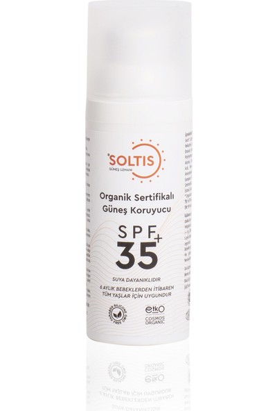 Soltis Organik Sertifikalı Güneş Koruyucu Krem Spf 35+