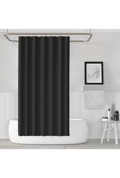 Jackline Polyester Kumaş Duş Perdesi Banyo Perdesi Plastik C-Halka Askı Aparatı Siyah Jackline Polyester Kumaş Duş Perdesi Banyo Perdesi Plastik C-Halka Askı Aparatı Siyah