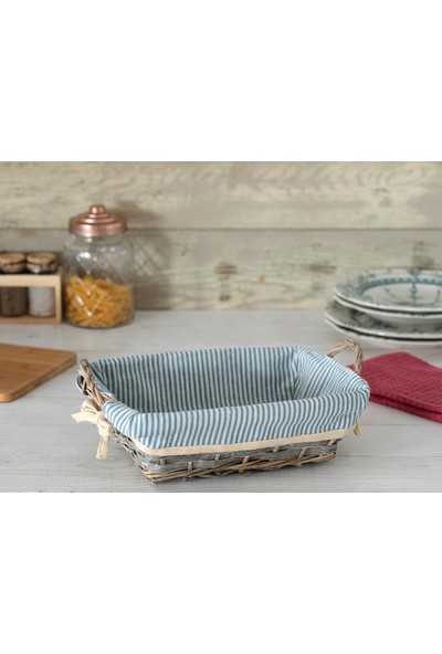 English Home Fiesta Hasır Dikdörtgen Ekmek Sepeti 28 x 20 x 9 Cm Bej