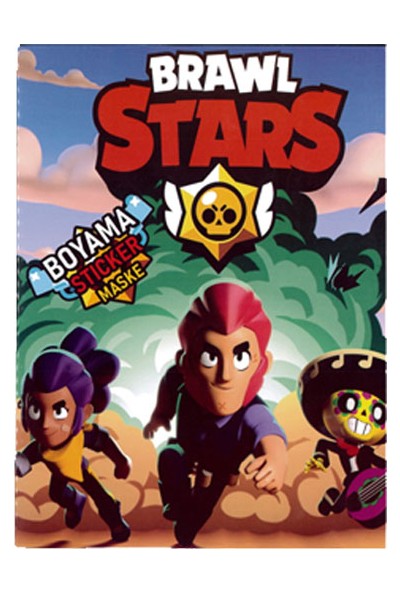 Brawl Stars Boyama Kitabı 3'lü 26 Adet Sticker 1 Adet Maske + Rozet