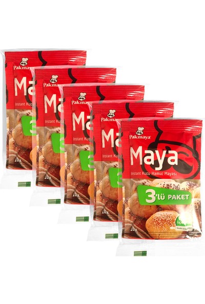 Pakmaya Instant Kuru Hamur Mayası 3 x 10 gr (5 Paket) Pakmaya Instant Kuru Hamur Mayası 3 x 10 gr (5 Paket)
