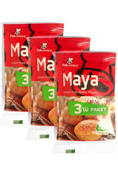 Pakmaya Instant Kuru Hamur Mayası 3 x 10 gr (3 Paket) Pakmaya Instant Kuru Hamur Mayası 3 x 10 gr (3 Paket)