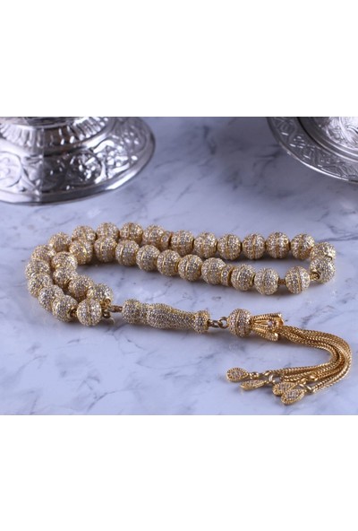 Burhan Sağlam Gümüş Işçilikli Küre Kesim Gümüş Tesbih