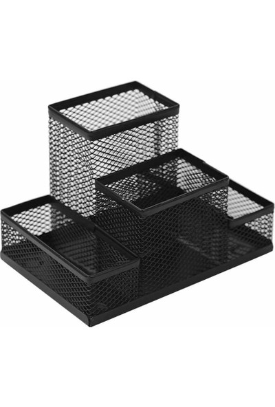 Jokey Kırtasiye Metal Dört Bölmeli Masaüstü Kalemlik - Siyah