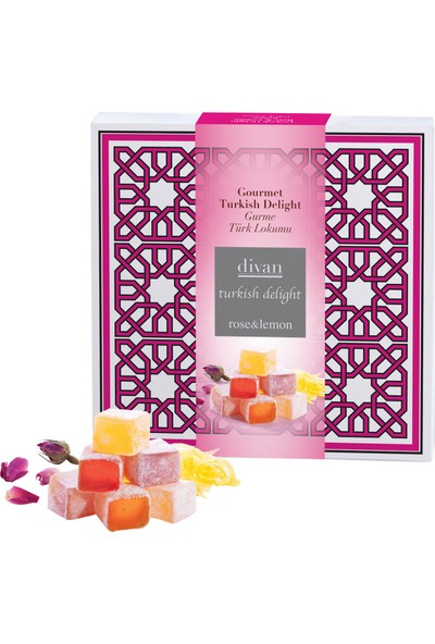 Divan Gurme Türk Lokumu - Gül ve Limon Aromalı Lokum 500 gr Divan Gurme Türk Lokumu - Gül ve Limon Aromalı Lokum 500 gr