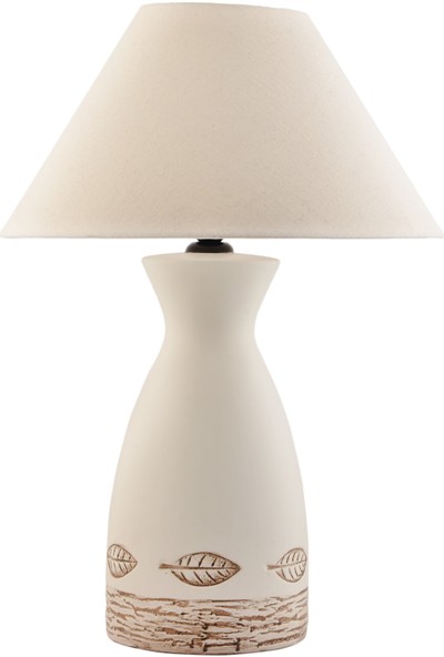 Yalılı Seramik Yapraklı Krem Abajur