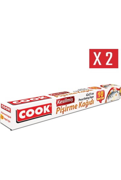 Cook Kesilmiş Pişirme Kağıdı 37 x 42 cm 10'lu - 2 Paket Cook Kesilmiş Pişirme Kağıdı 37 x 42 cm 10'lu - 2 Paket