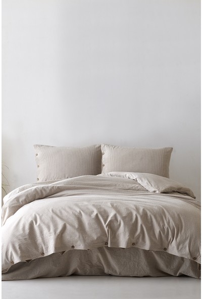 Berolige Shirt Pamuklu Çift Kişilik Çizgili Nevresim Takımı Kahverengi Berolige Shirt Pamuklu Çift Kişilik Çizgili Nevresim Takımı Kahverengi