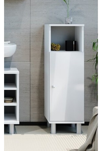 Taç Dekorasyon Tek Kapaklı Yer Banyo Dolabı Beyaz