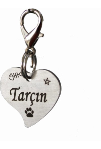 Dekoliva Metal Kedi Köpek Künyesi Kalp Paslanmaz Çelik Kedi Isimlik