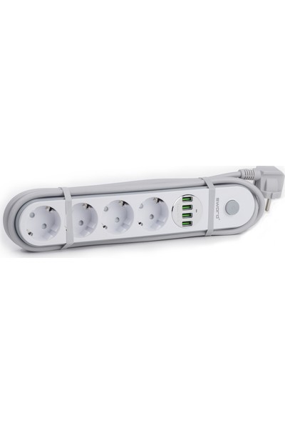 Sword 4 Prizli + 4 USB Girişli Uzatma Kablosu 2 M Sword 4 Prizli + 4 USB Girişli Uzatma Kablosu 2 M