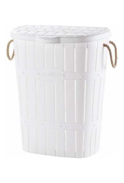 Violetta Bambu Halatlı Kirli Çamaşır Sepeti Beyaz Violetta Bambu Halatlı Kirli Çamaşır Sepeti Beyaz