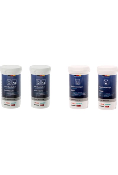 Bosch Çamaşır Makinesi Kireç Çözücü 2'li + Çamaşır Makine Temizleyici 2'li 900 gr