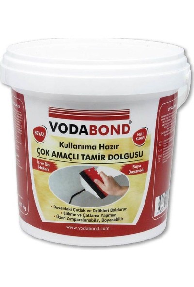 Vodabond Kullanıma Hazır Çok Amaçlı Duvar Çatlak Tamir Dolgusu Beyaz 1 kg Vodabond Kullanıma Hazır Çok Amaçlı Duvar Çatlak Tamir Dolgusu Beyaz 1 kg