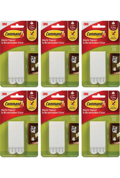 3M Command 17206 Büyük Boy Cırt Cırt Bant 6'lı 3M Command 17206 Büyük Boy Cırt Cırt Bant 6'lı
