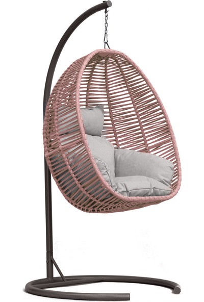 Bum Bahçe İp Örme Tek Kişilik Fındık Armut Salıncak Pembe