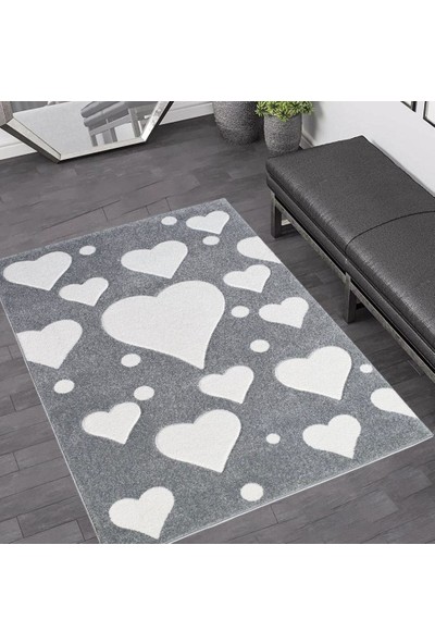 Odeon Halı Gri Kalpli Dokuma Halı