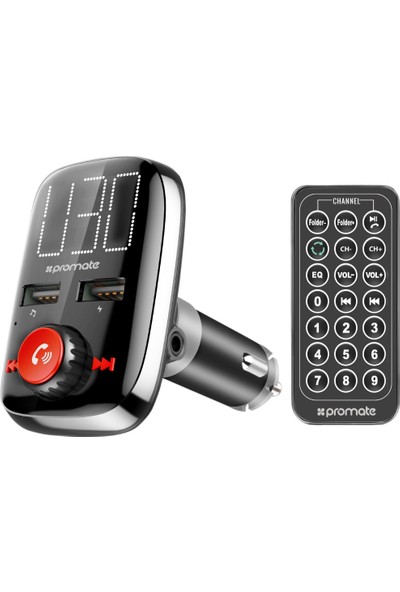 Promate Smartune-3 FM Transmitter Ultra Hızlı Şarj Çıkışlı Manuel Radyo Ayar Düğmeli Promate Smartune-3 FM Transmitter Ultra Hızlı Şarj Çıkışlı Manuel Radyo Ayar Düğmeli