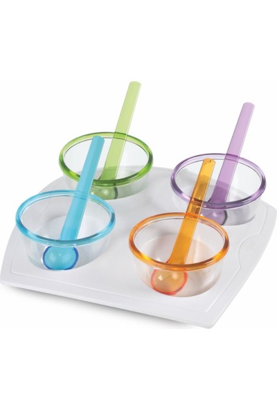 Herevin Dörtlü Kaşıklı Cam Kaseli Melamin Set