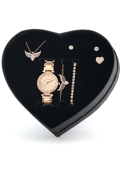 Forentina Rose Melek Kanadı Kolye Bileklik Küpe Yüzük Saat Set Forentina Rose Melek Kanadı Kolye Bileklik Küpe Yüzük Saat Set