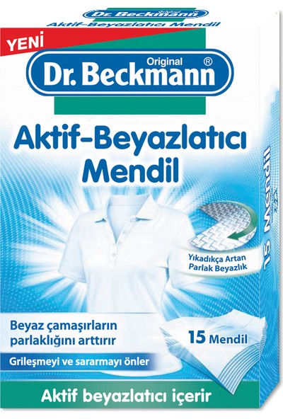 Dr. Beckmann Aktif Beyazlatıcı Mendil 15 adet Dr. Beckmann Aktif Beyazlatıcı Mendil 15 adet