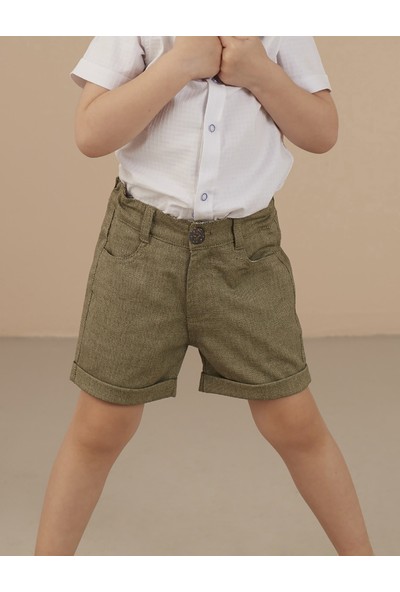 Ollie&Olla Yeşil Dokuma Erkek Çocuk Şort