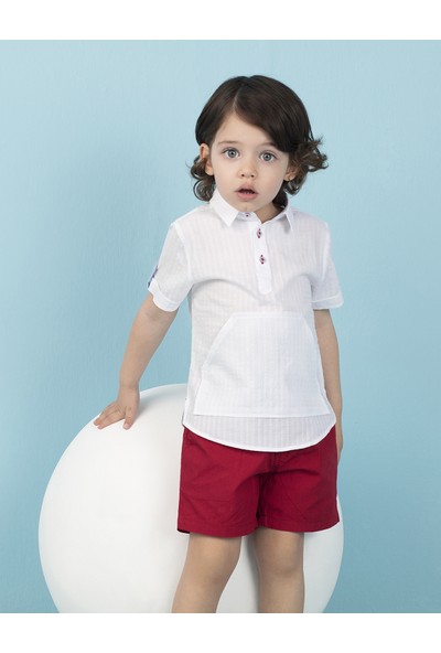 Ollie&Olla Kanguru Cepli Beyaz Erkek Çocuk Gömlek Ollie&Olla Kanguru Cepli Beyaz Erkek Çocuk Gömlek