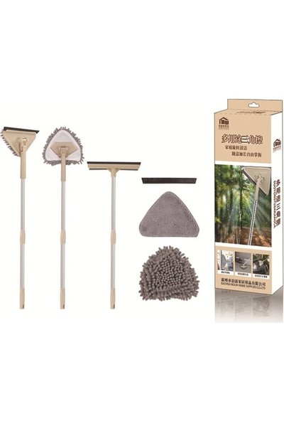 Ecoses Vip Üçgen Mop Cam Duvar Tavan Fayans Parke Temizleyici Set