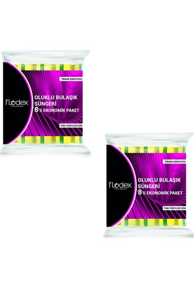 Flodex Extra Güçlü Oluklu Bulaşık Süngeri 8'li x 2'li Flodex Extra Güçlü Oluklu Bulaşık Süngeri 8'li x 2'li