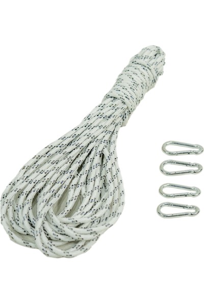 Ege Arge Gölgelik ve Branda Bağlama İp Halat Seti Karabinalı 60 m