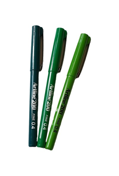 Artline 200 Fine Yazı ve Çizim Kalemi Yeşil Tonları 0.4 mm 3'lü Artline 200 Fine Yazı ve Çizim Kalemi Yeşil Tonları 0.4 mm 3'lü