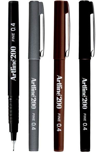 Artline 200 Fine Yazı ve Çizim Kalemi Soğuk Renkler 0.4 mm 4'lü