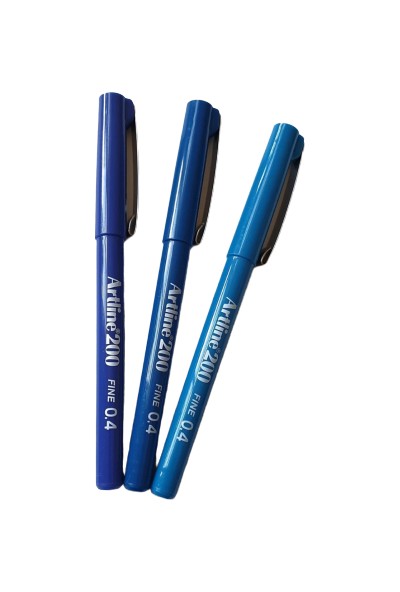 Artline 200 Fine Yazı ve Çizim Kalemi Mavi Tonları 0.4 mm 3'lü