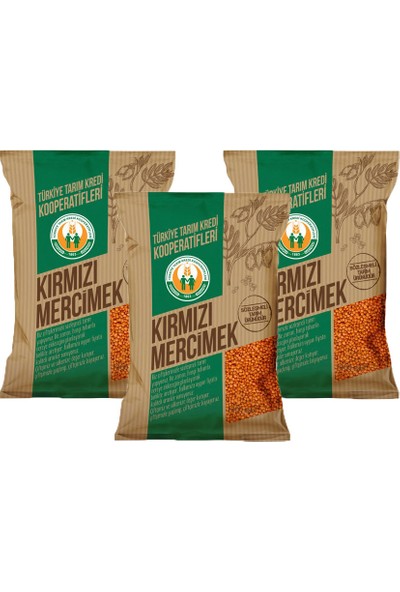 Tarım Kredi Kırmızı Mercimek 3 Paket X 1 kg