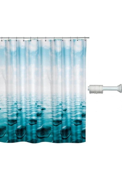 Prado Stone Banyo Perdesi + Banyo Askısı Prado Stone Banyo Perdesi + Banyo Askısı