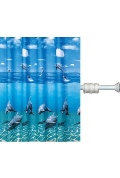 Beytug Dolpn Duş,Banyo Perdesi 180x200 Banyo Askısı Hediye