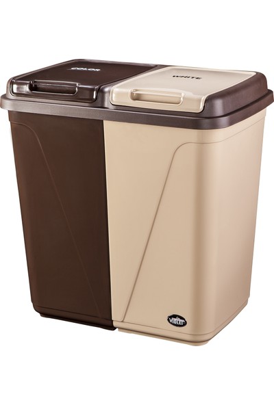 Violet Çift Gözlü Colormatik Çamaşır Sepeti Kahve - Kapuçino 90 lt