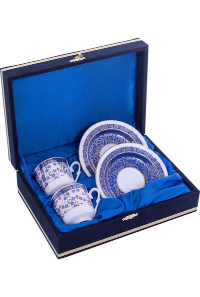 Güral Porselen 2'li Kadife Kutulu Porselen Kahve Fincan Takımı Seti Orn 706 Güral Porselen 2'li Kadife Kutulu Porselen Kahve Fincan Takımı Seti Orn 706