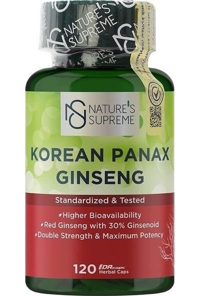 Nature's Supreme Korean Panax Ginseng 120 Kapsül Nature's Supreme Korean Panax Ginseng 120 Kapsül