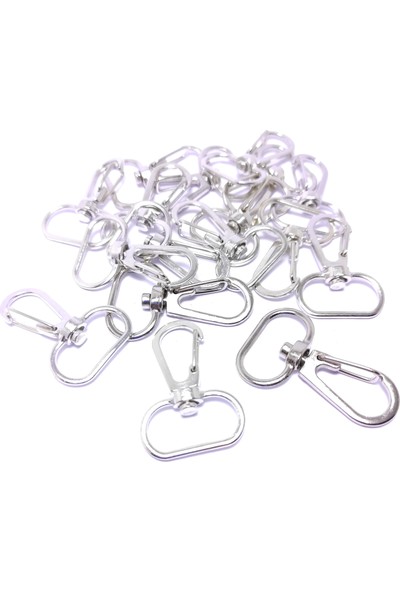 Platin Gümüş Renk Metal Makrome Anahtarlık Halkası 25 Adet