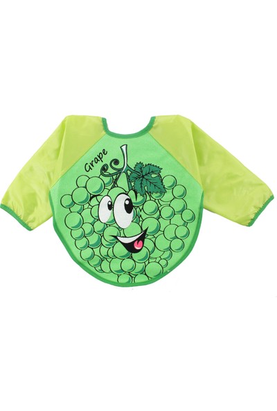Buude Üzüm Motif Bebek Kollu Mama Önlüğü