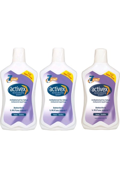 Activex Antibakteriyel Sıvı Sabun 1 lt 3'lü