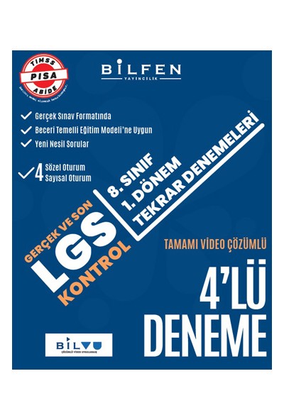 Bilfen Yayıncılık Lgs Kontrol 8. Sınıf 4'Lü Deneme (1. Dönem Tekrar)