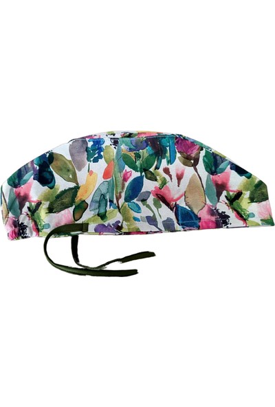 Nur Ortopedi Yeşil Yapraklı Desenli Doktor Hemşire Hastane Aşçı Cerrahi Bonesi